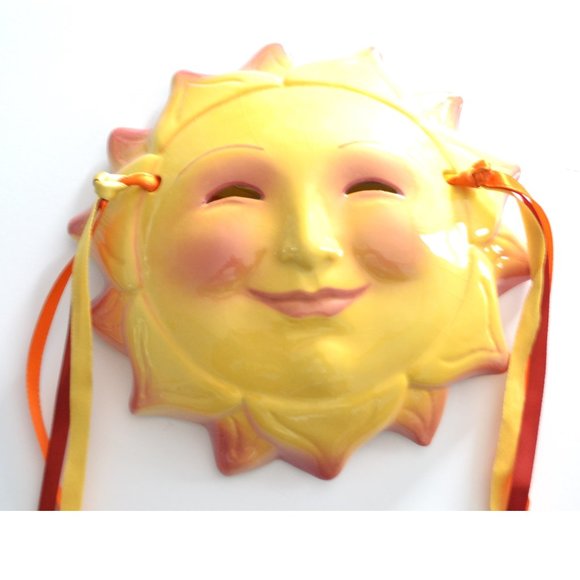 Clay Art | Accents | Vintage Clay Art Wall Decor Masks Sun And Moon ...